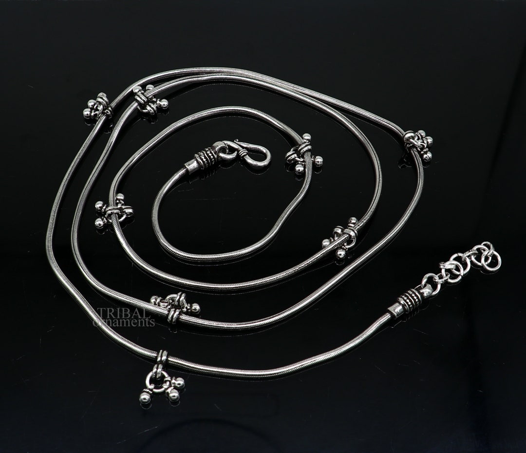 Customized 925 Sterling Silver Snake Chain With Hanging Drops Waist ...