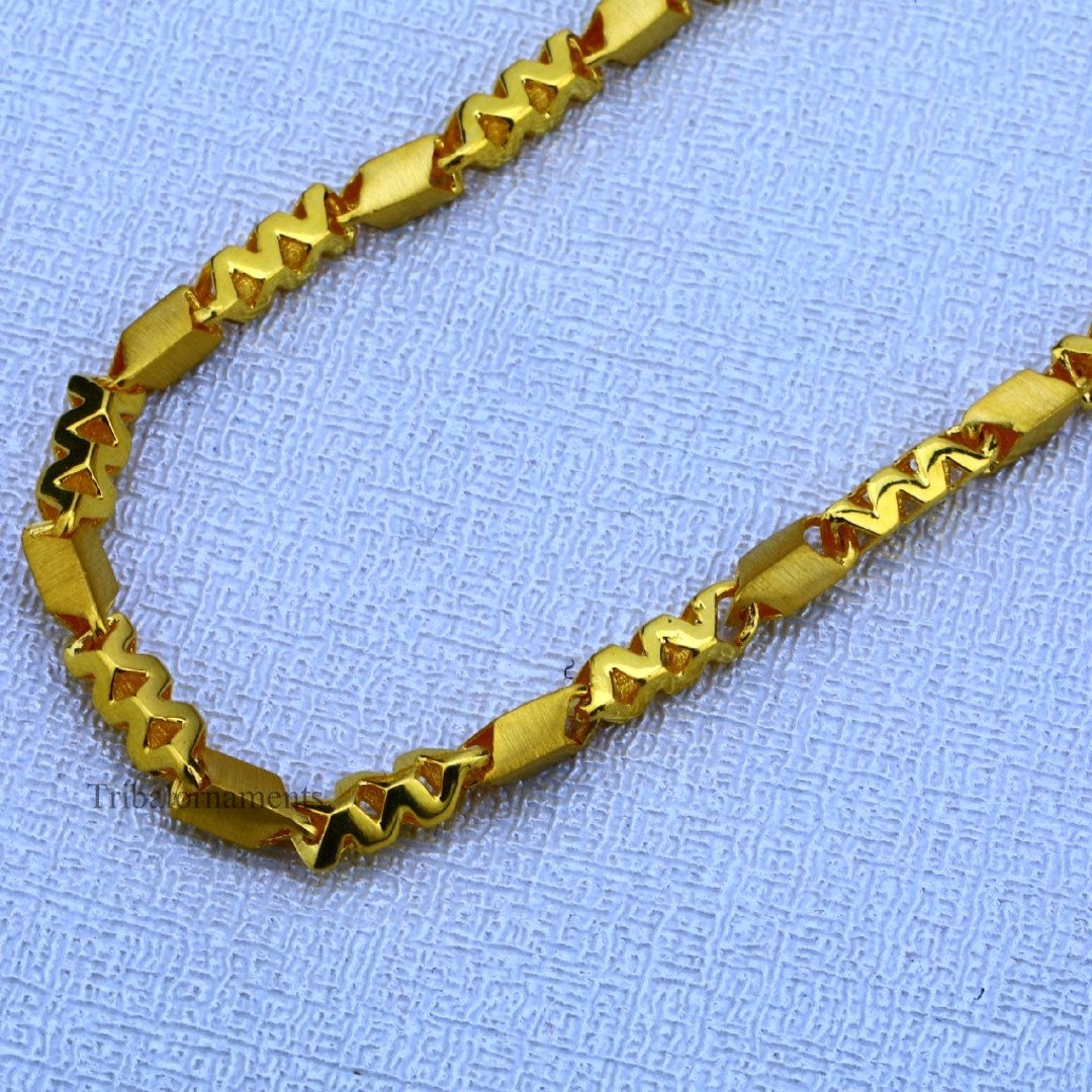22kt Yellow Gold Handmade Daily Use Choco Flexible Customized Chain ...
