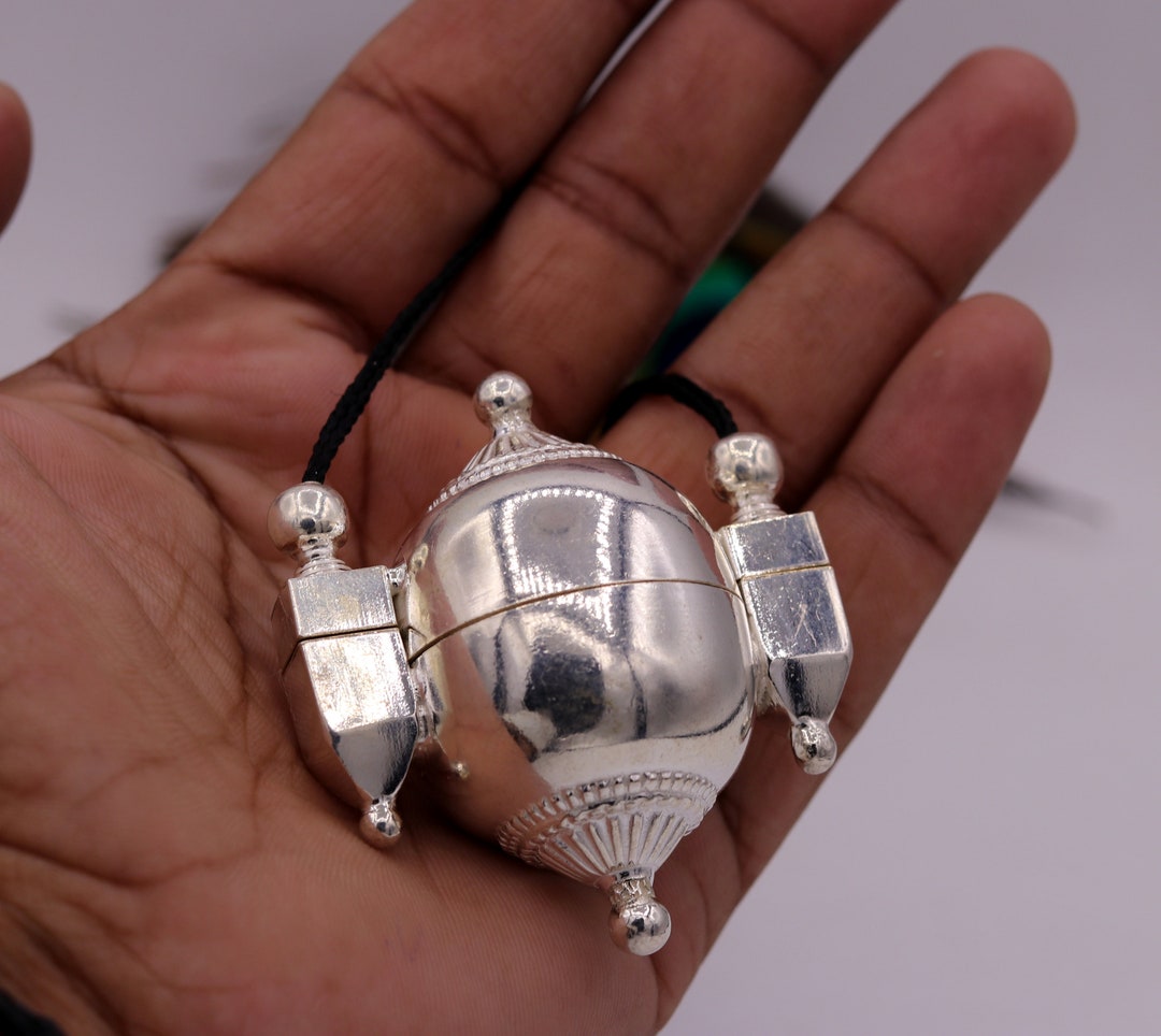 Indian Lord Shiva Lingam Box Container Box Sterling Silver Pendant ...