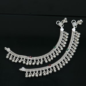 5 Handmade Solid Sterling Silver Waved Jingling Bells Noisy Anklets ...