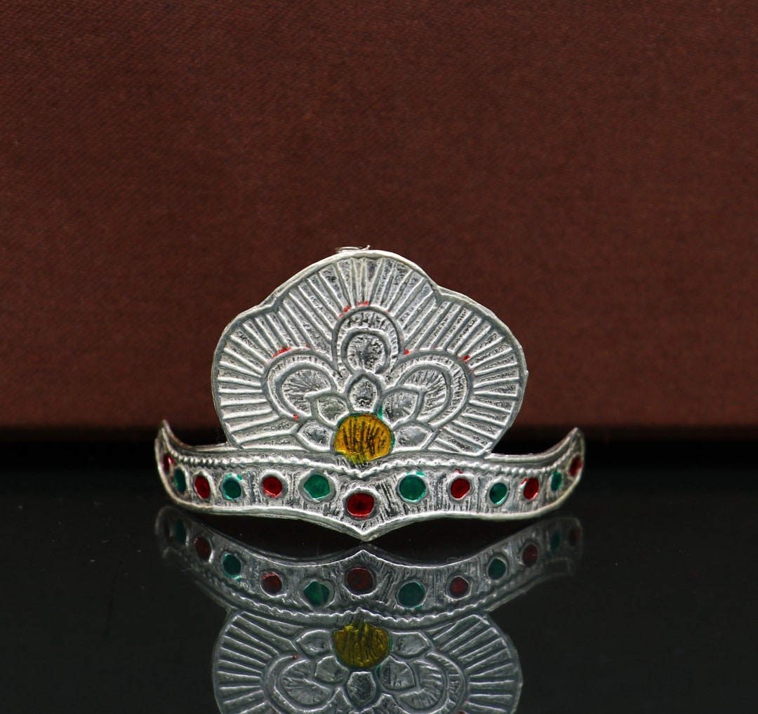 Pure 925 Sterling Silver Vintage Antique Design Mukut crown, Amazing ...