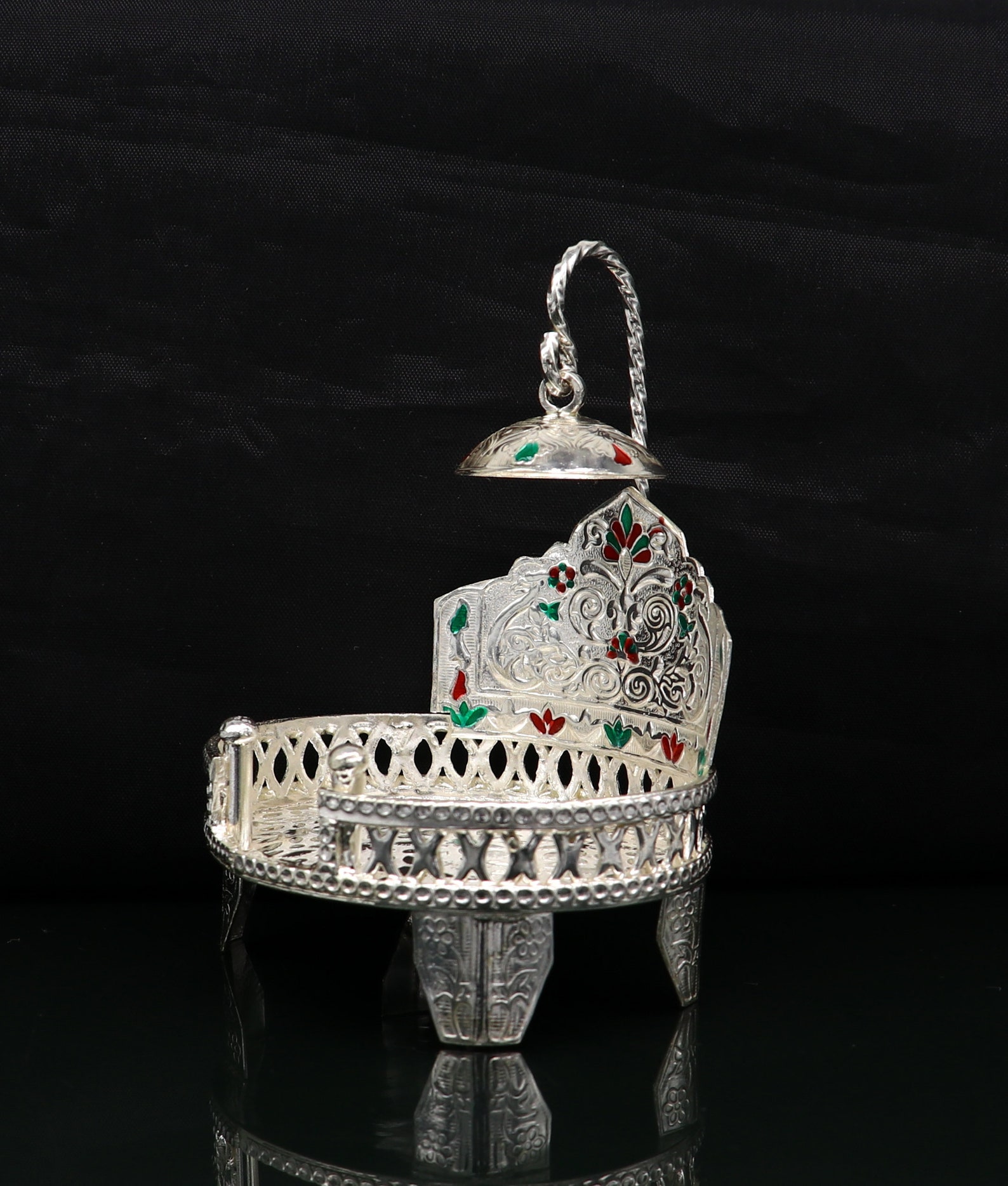 925 Pure Sterling Silver Handcrafted Small Sinhasan Idol - Etsy