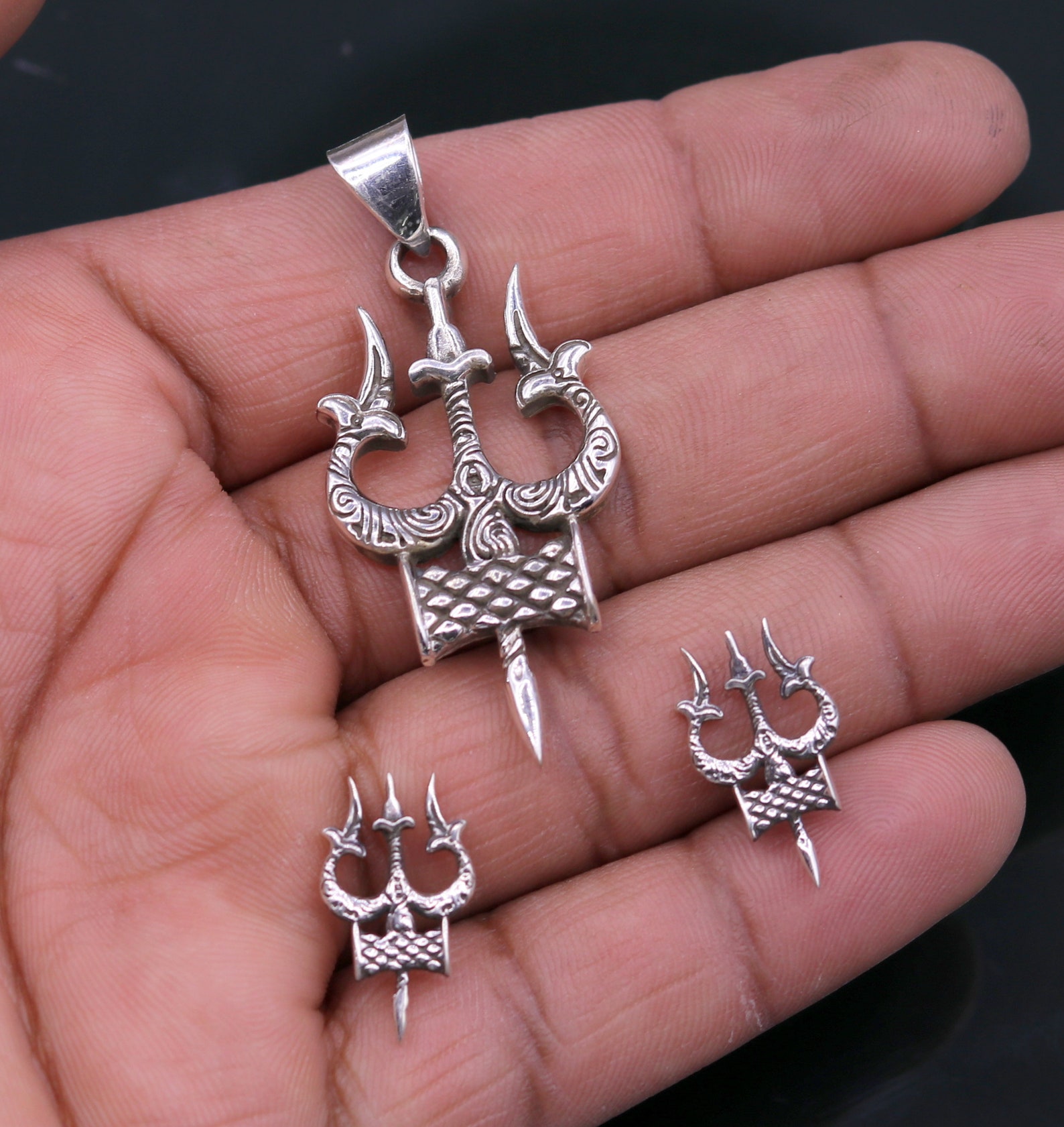 Awesome Pretty Design Lord Shiva Trident Shape Pendant With - Etsy