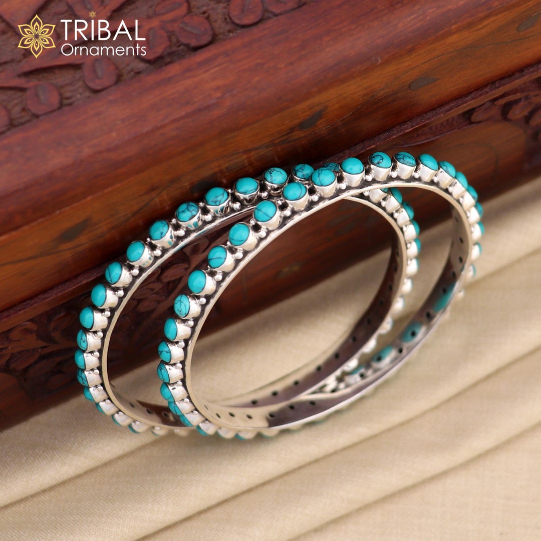 925 Sterling Turquoise Stone Bangle Pure Silver Gifting Jewelry Ba440 ...