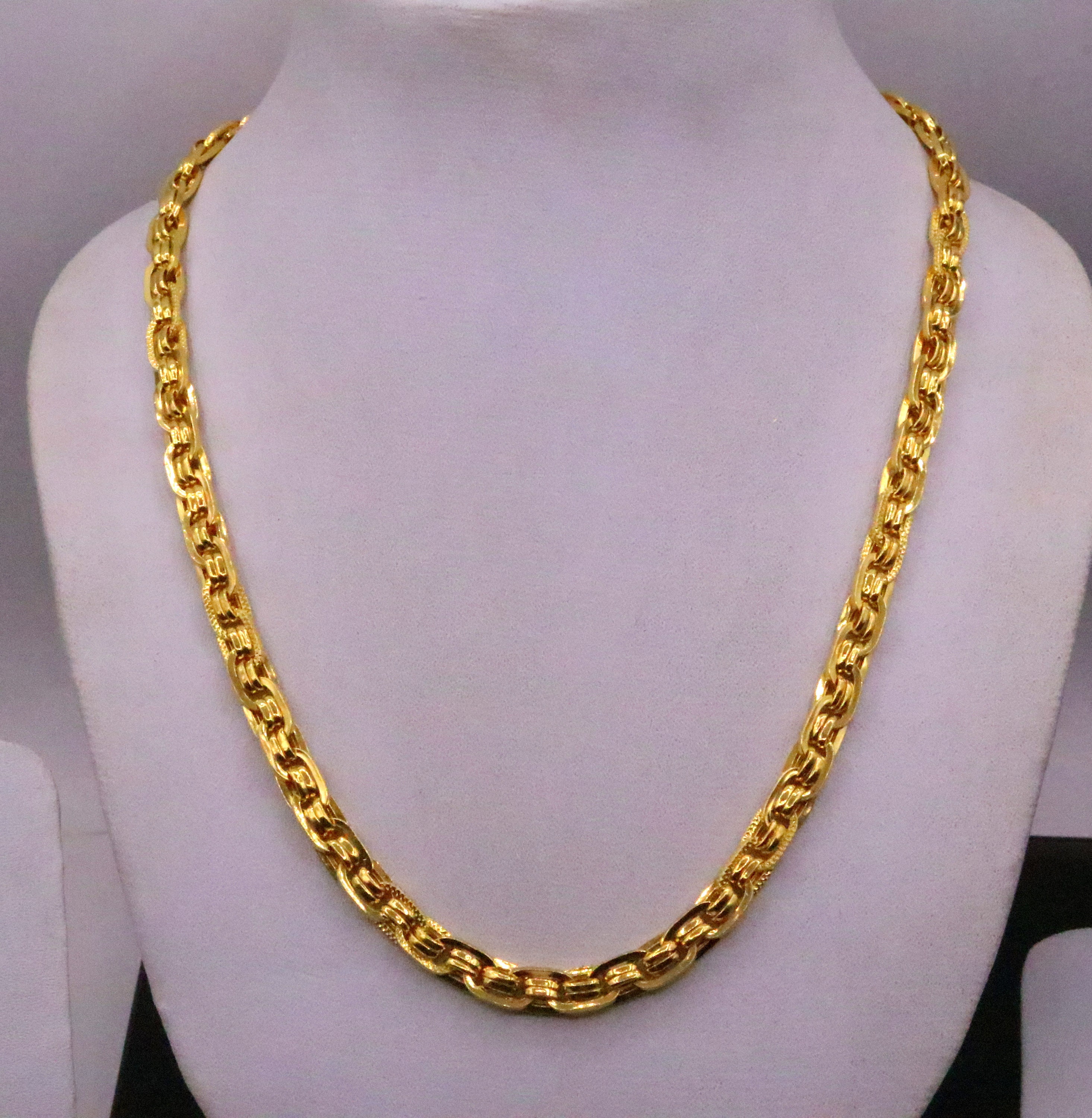 Hallmarked 22karat Yellow Gold Fabulous Handmade Designer Chain Necklace Link Chain Stylish Unisex Jewelry From India All Sizes Ch215 Etsy