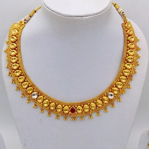 Traditional Tussi Style Vintage Antique Handmade 22 Karat Yellow Gold ...
