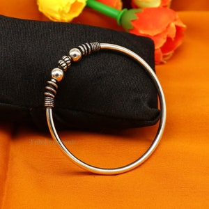 Plain Bangle With Vintage Antique Work 925 Sterling Silver Handmade ...