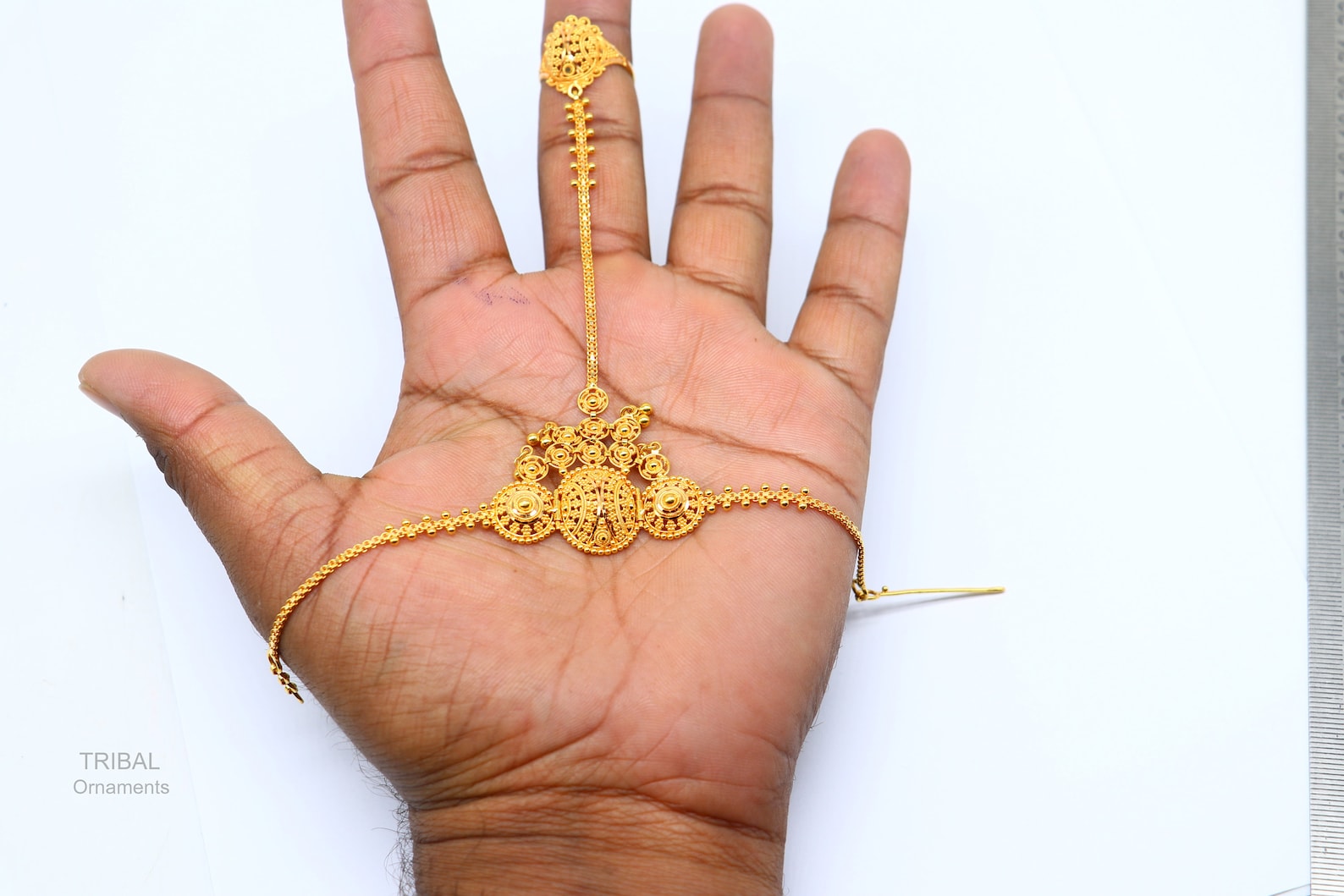 22kt Yellow Gold Handmade Filigree Work Hathpan or Wrist - Etsy