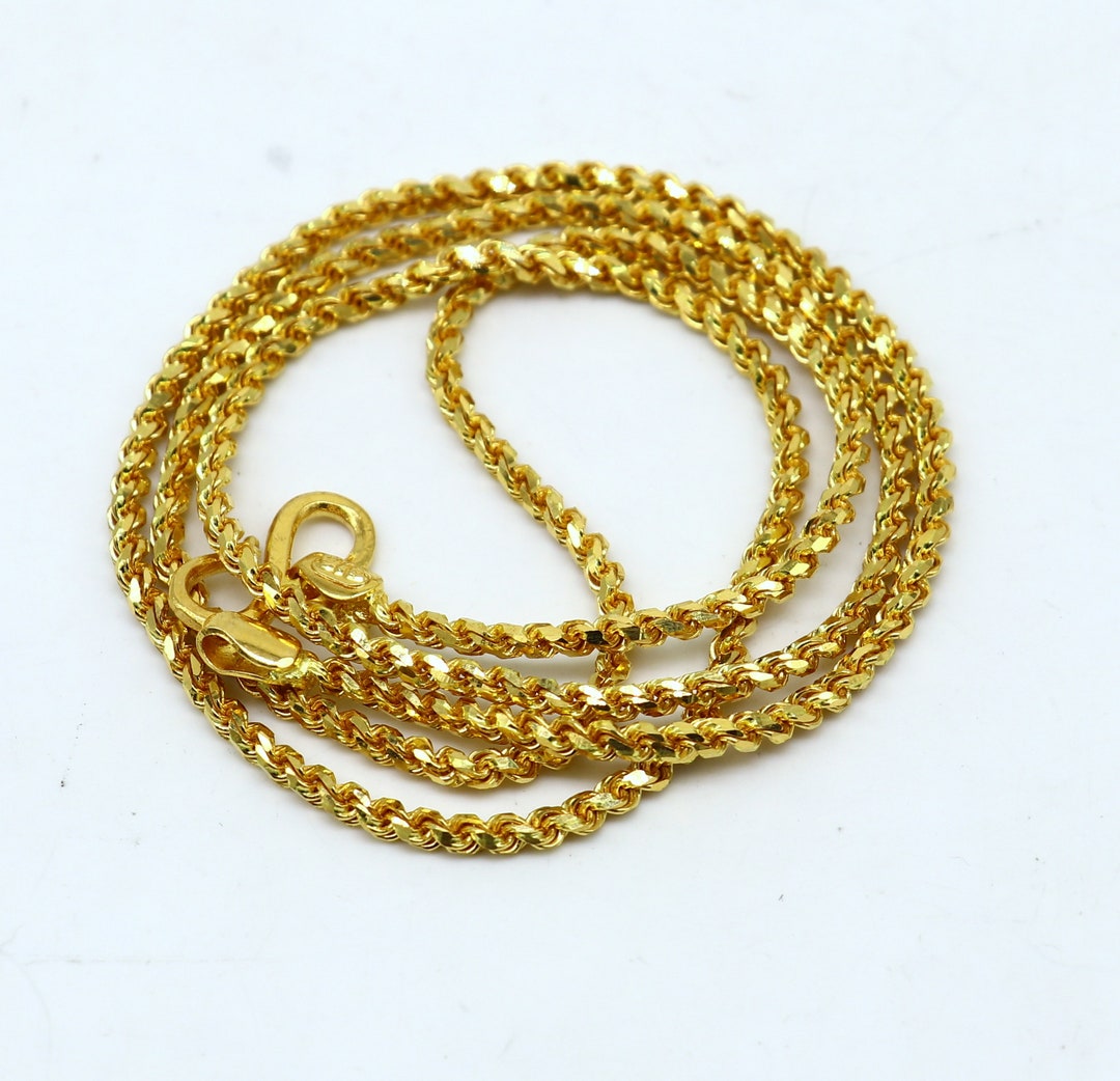 Solid 22k Yellow Gold Handmade Fabulous Rope Chain Necklace Excellent ...