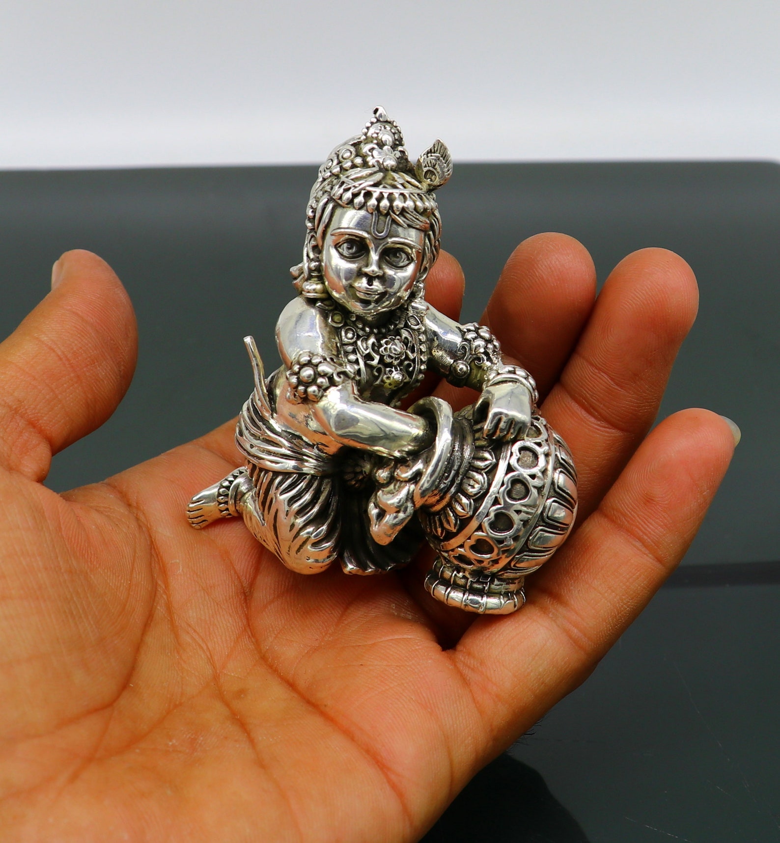 925 Sterling silver customized Idol Krishna Bal Gopal statue | Etsy