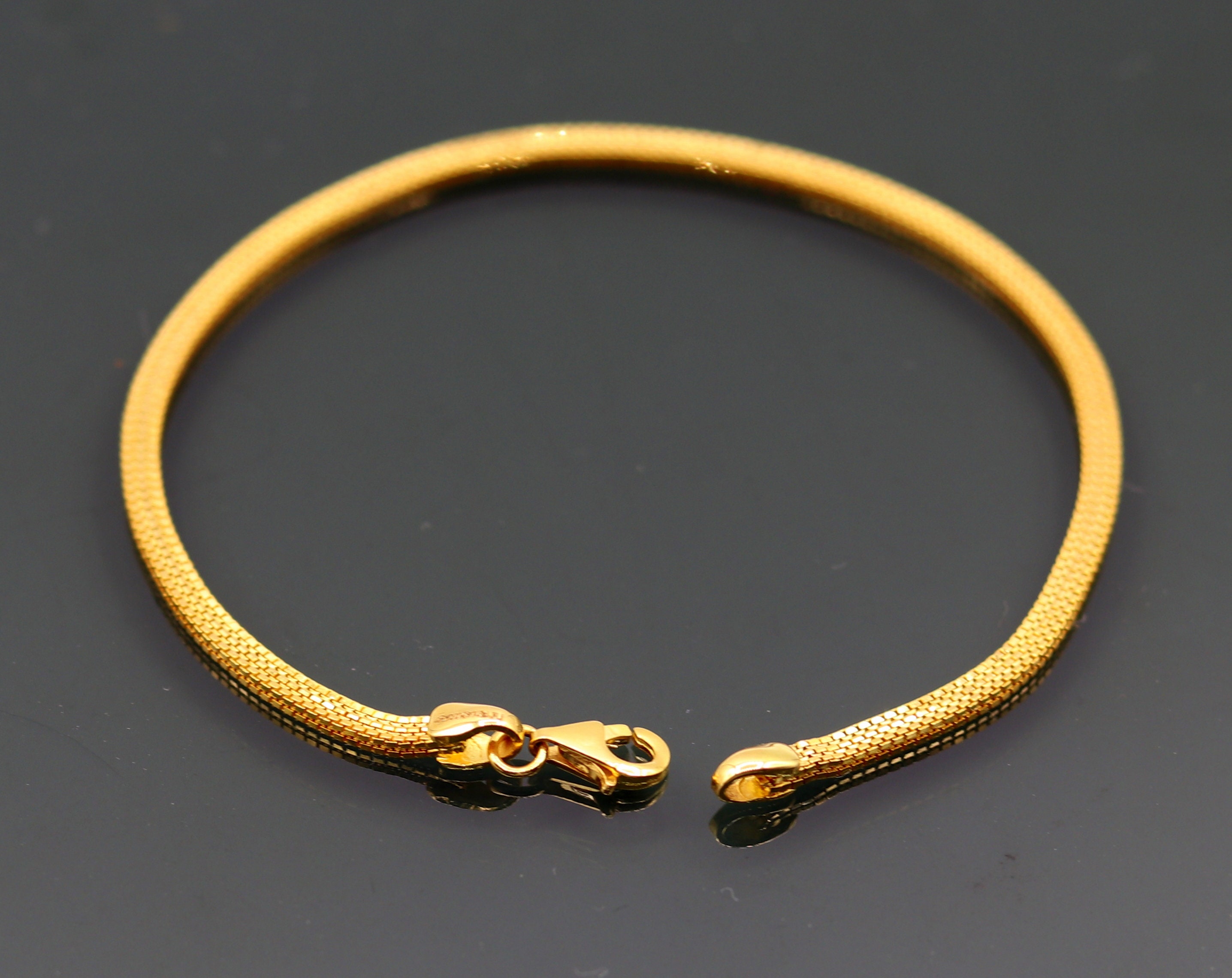 22kt Yellow Gold Handmade Highway Box Chain Solid Bracelet Unisex 91.6% ...