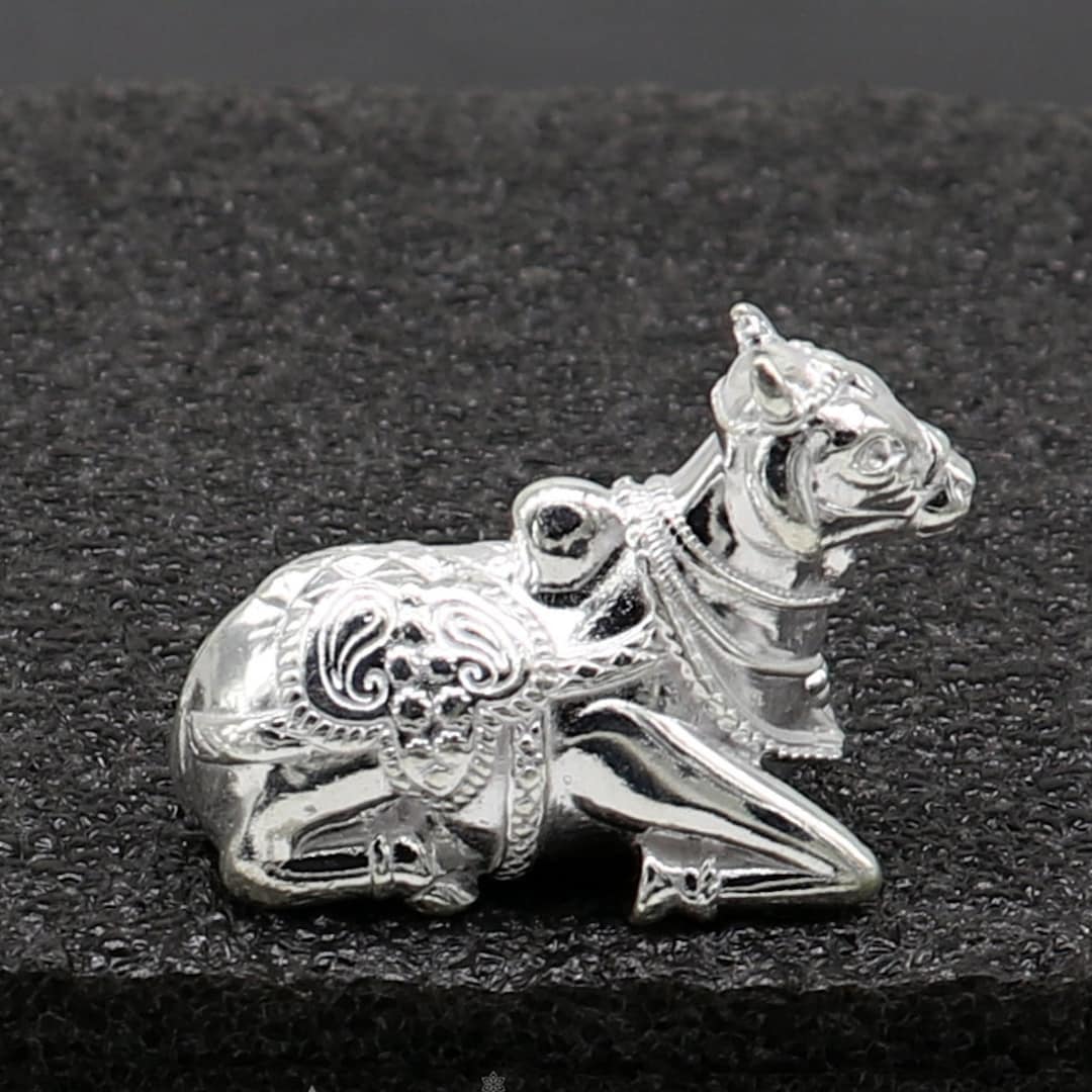 Lord Shiva Vahan Nandi Maharaj Solid 925 Sterling Silver Handmade Small ...