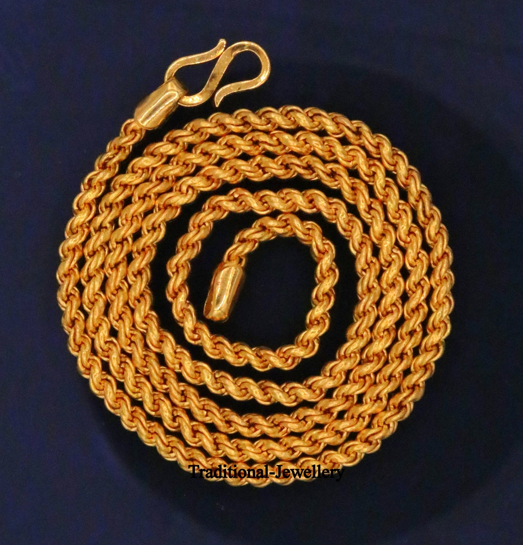 22k Yellow Gold Handmade Fabulous Rope Chain Necklace All Sezes Long ...