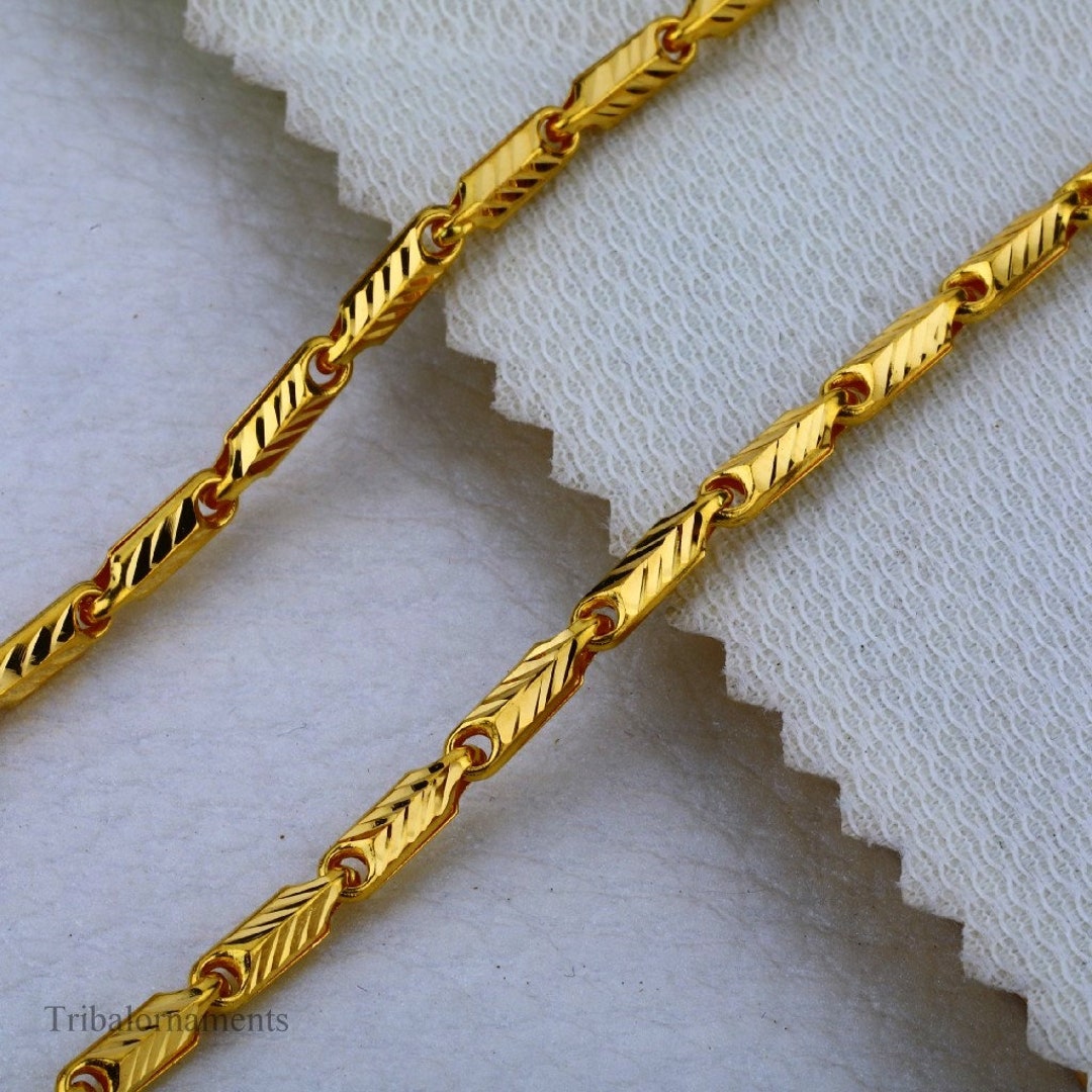 22kt Yellow Gold Handmade Diamond Cut Design Gifting Choco Chain ...