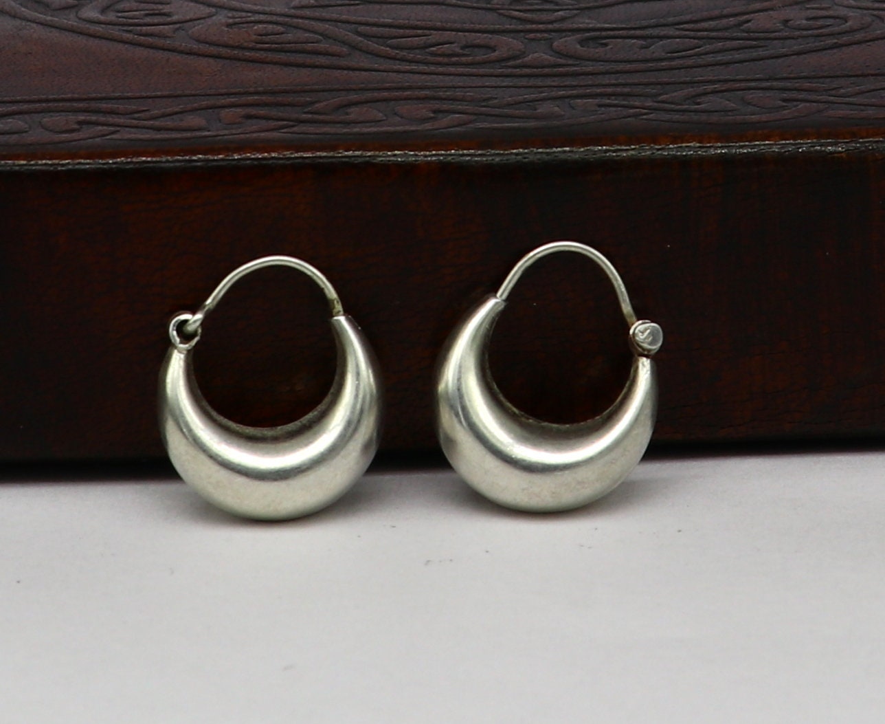 Pure 925 Sterling Silver Handmade Hoops Kundal Earring, Excellent ...