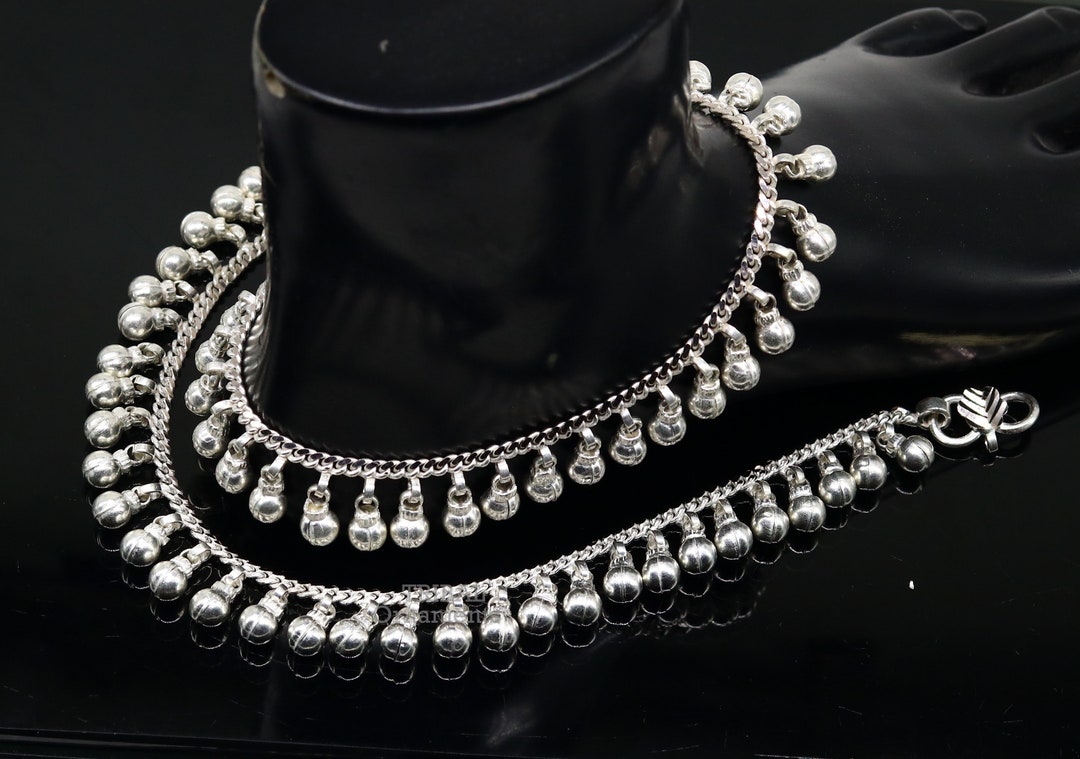 10.5" Long Handmade Sterling Silver Amazing Jingling Bells Ankle ...