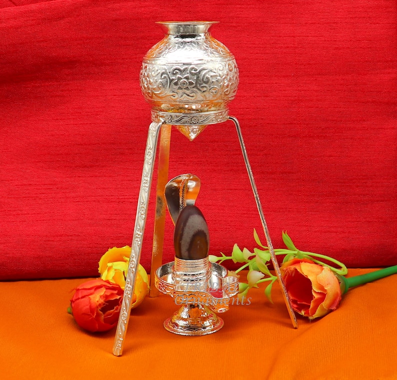 925 Sterling Silver Lord Shiva Lingam Stand/ Jalheri, Use for Put/hold ...