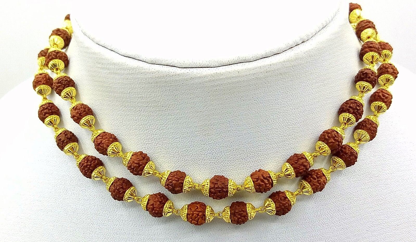 Natural Rudraksha 54 Bead Japp Mala Certified 22kt Yellow Gold Gorgeous ...