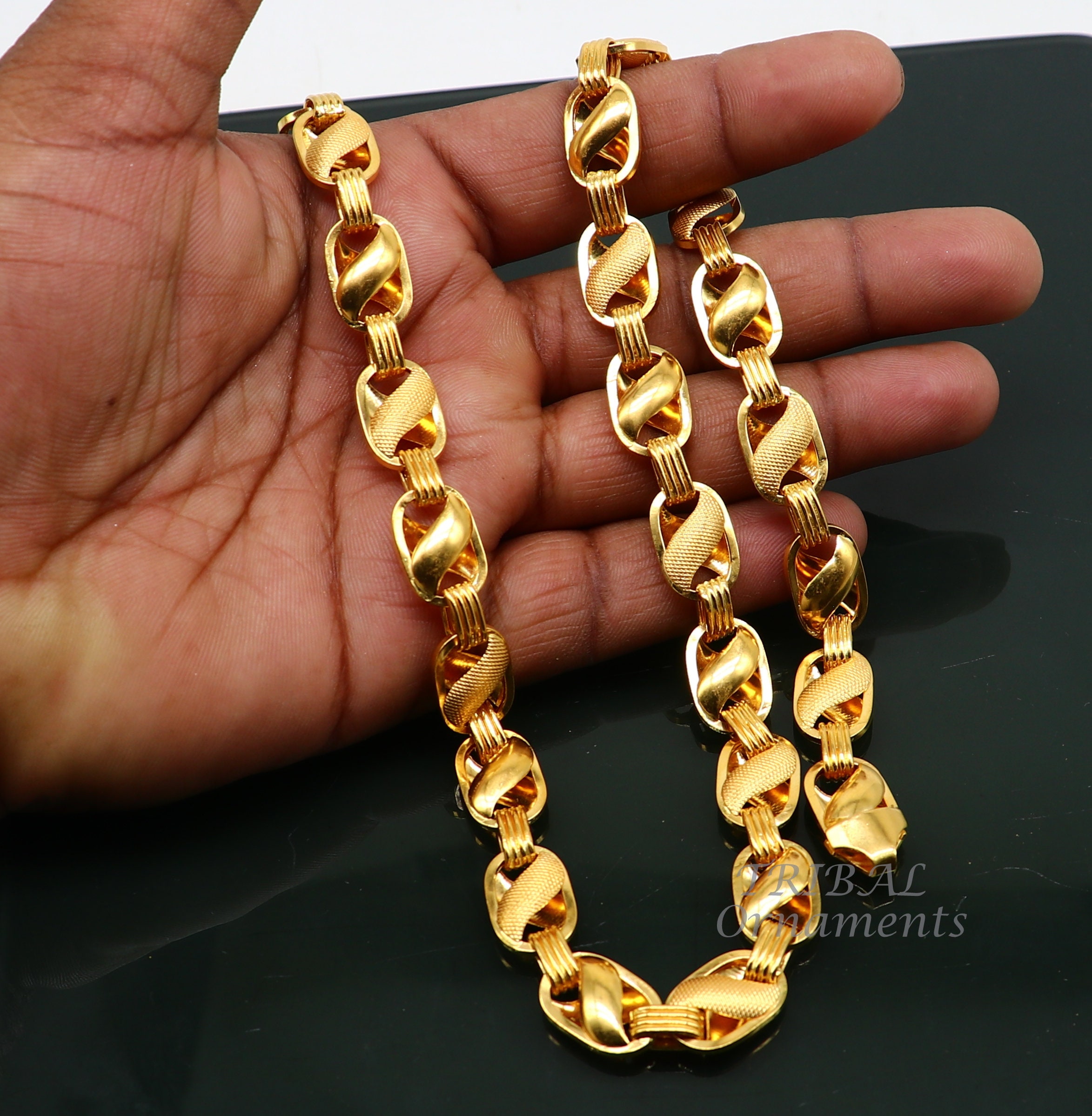 22k Yellow Gold Handmade Fabulous Lotus Chain Necklace 22k Yellow Gold Handmade Fabulous Lotus Chain Necklace