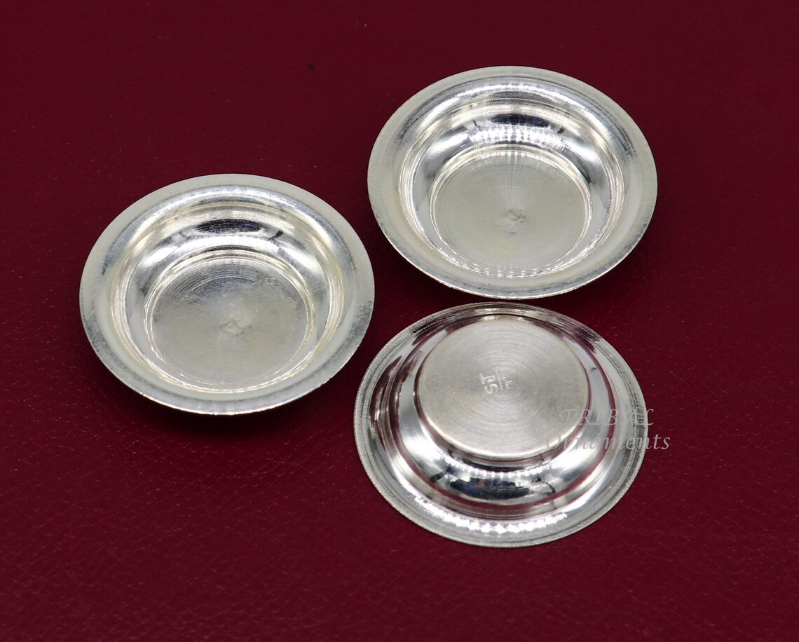 925 Silver Handmade Silver Small Plate or Tilak Bowl , Best Small Tiny ...