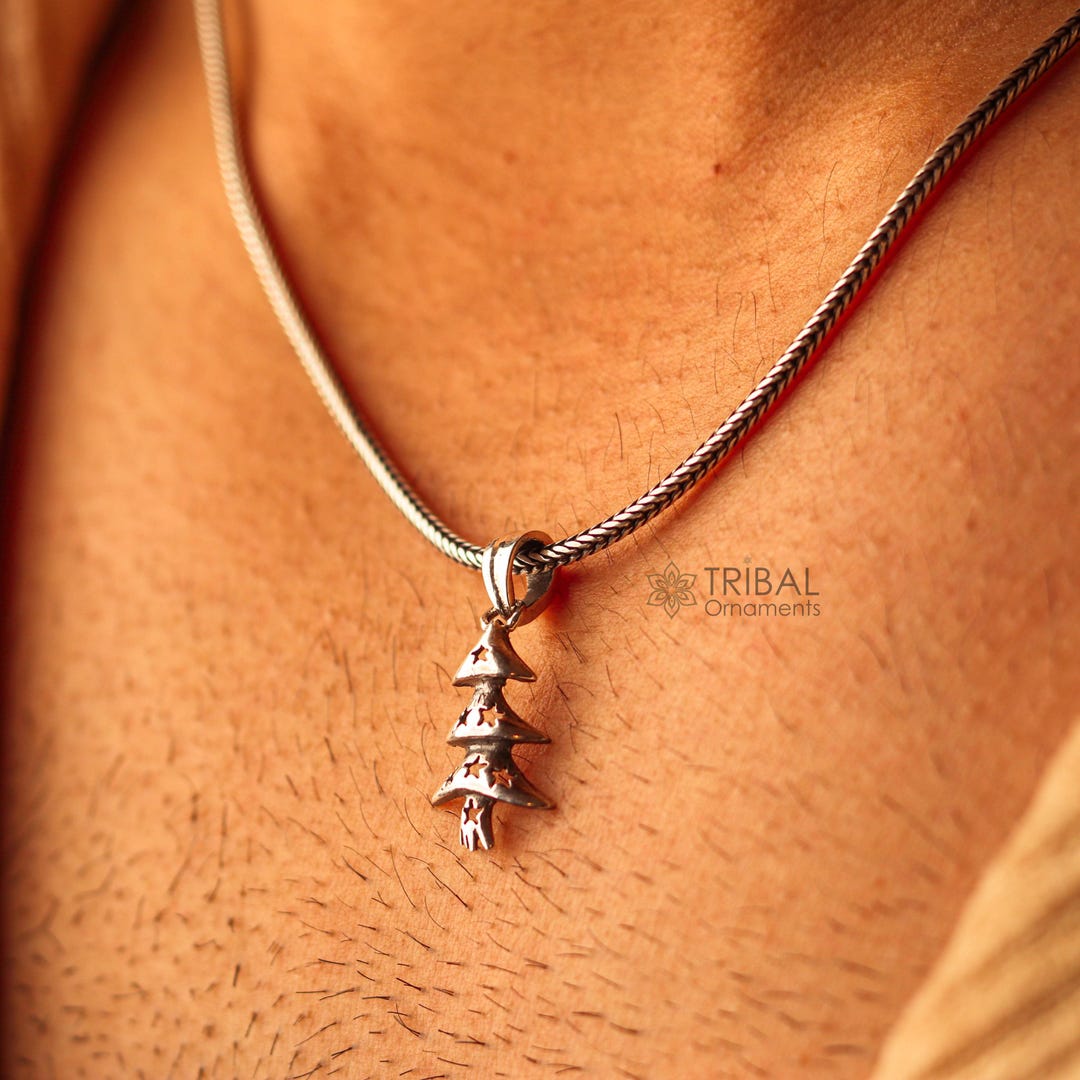 925 Sterling Silver Handmade Christmas Tree Pendant Necklace for Men ...