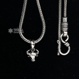 925 Pure Silver Divine BULL Face Pendant Best Gifting Pendant, Wheat ...