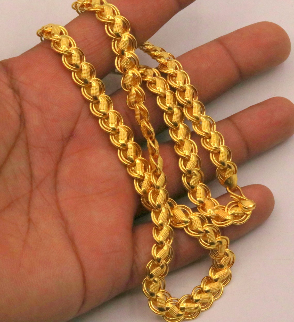 22 Inches 22k Yellow Gold Handmade Fabulous Hollow Lotus Chain | Etsy