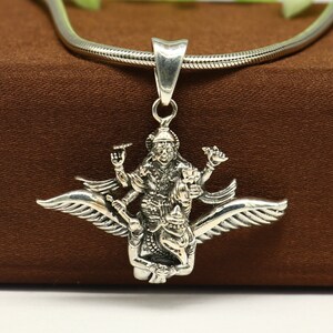 925 Sterling Silver Hindu Idol Lord Vishnu With Garuda Pendant ...