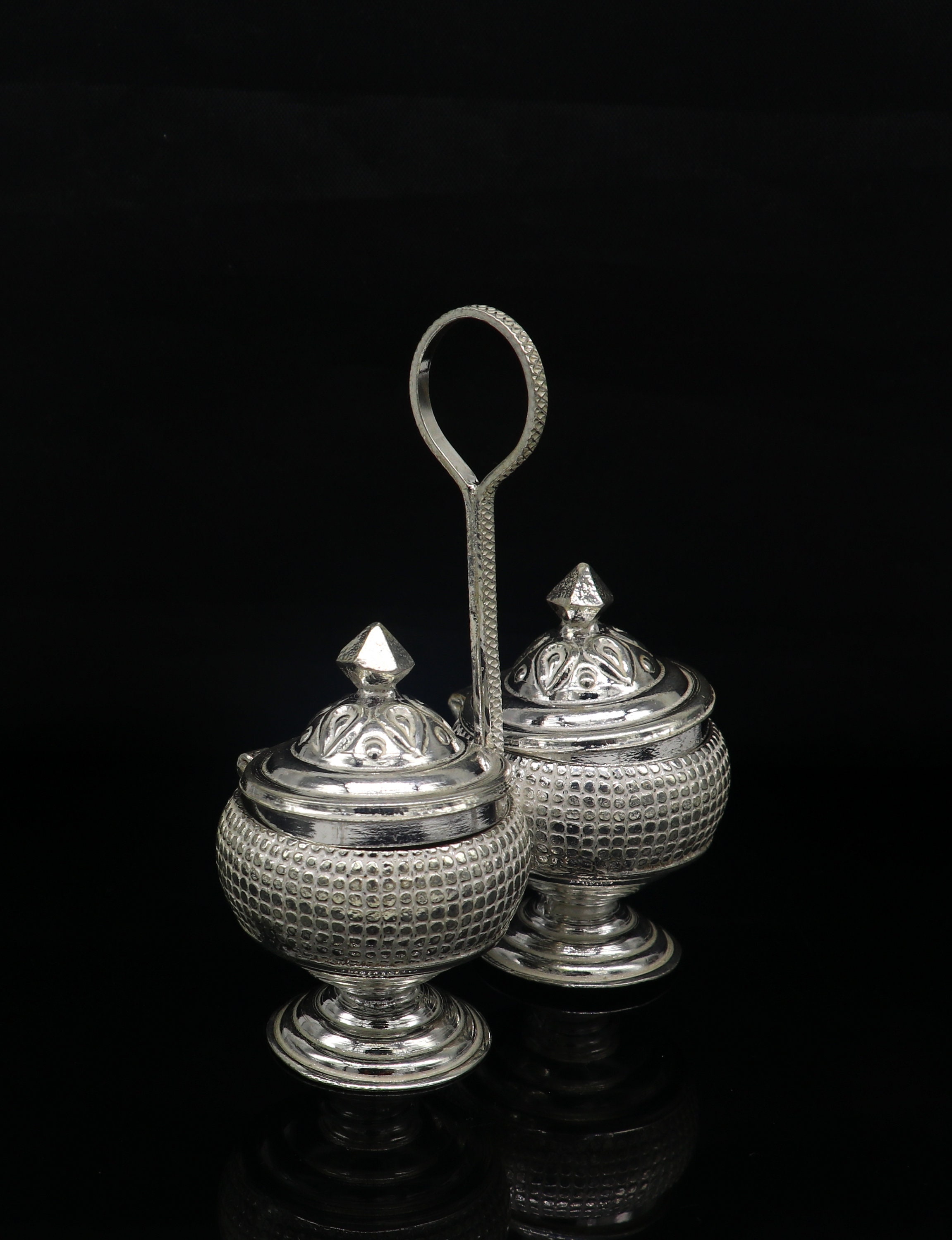 Vintage design sterling silver trinket box excellent kumkum/ | Etsy