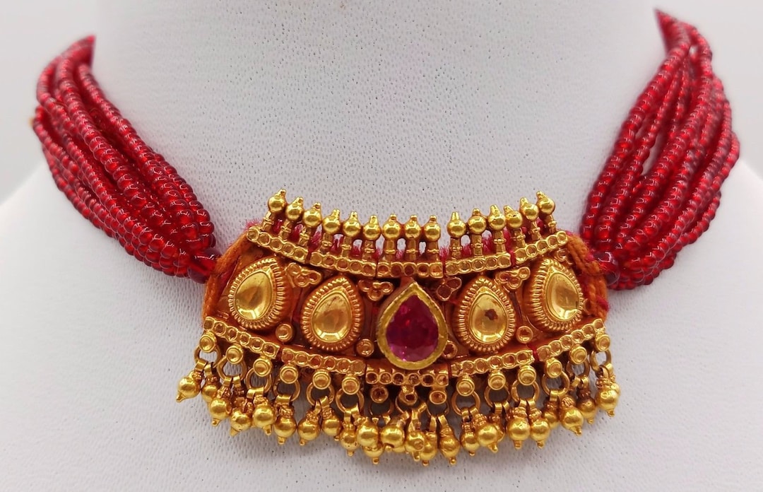22kt Yellow Gold Handmade Excellent Vintage Antique Tussi Design ...
