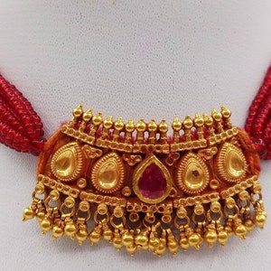 22kt Yellow Gold Handmade Excellent Vintage Antique Tussi Design ...