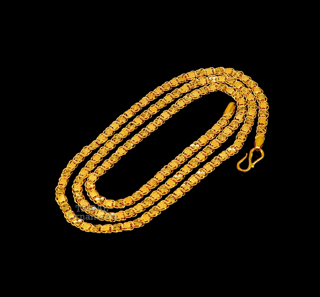 22karat Yellow Gold Handmade Unique Design Chain Stylish Chain Necklace ...