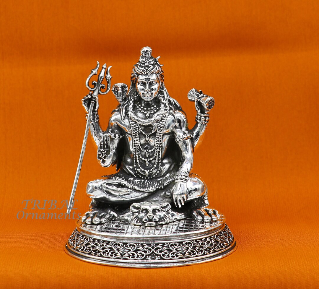 925 Sterling Silver Handmade Hindu Idols Lord Shiva With Trident Holy ...