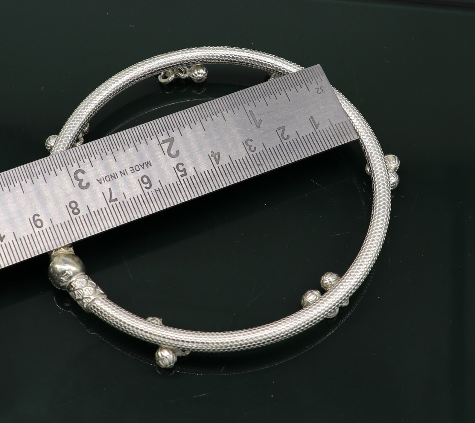 Sterling Silver Handmade Gorgeous Foot Bangle Bracelet Kada, Excellent ...