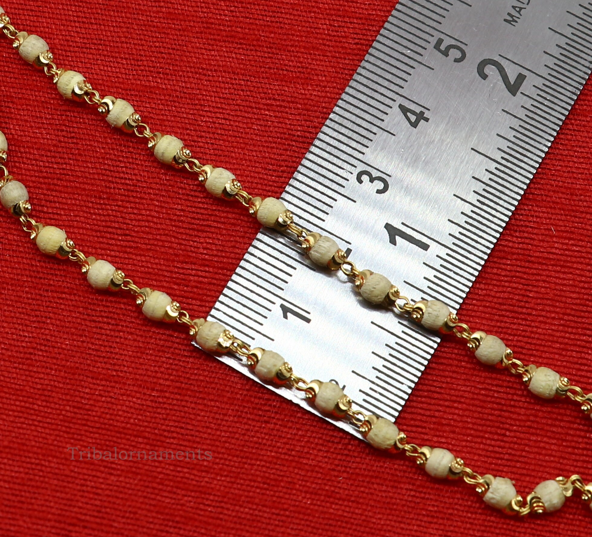 22kt Yellow Gold 3mm Basil Rosary(tulsi) Chain Necklace, Gorgeous ...
