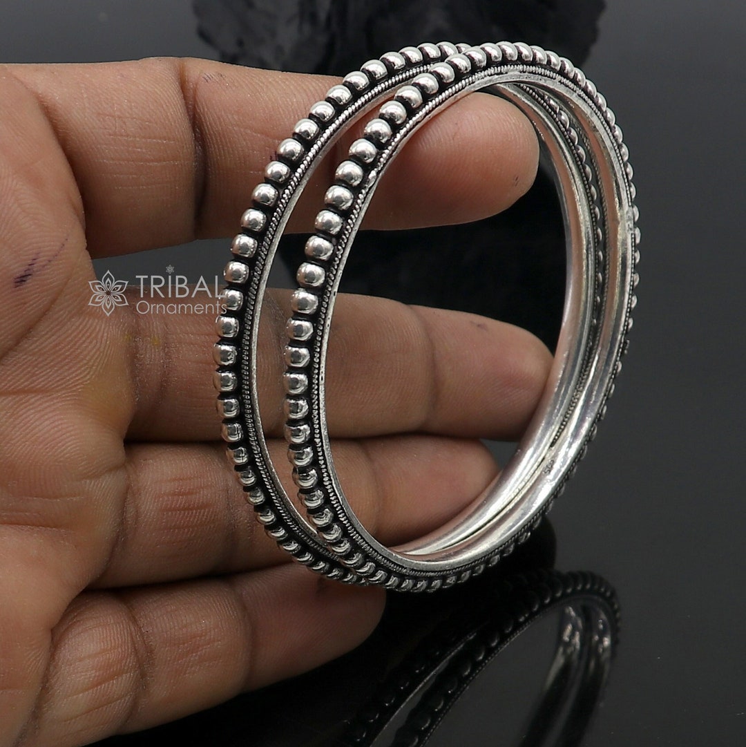 925 Sterling Silver Amazing Silver Beaded Bangle Bracelet, Excellent ...