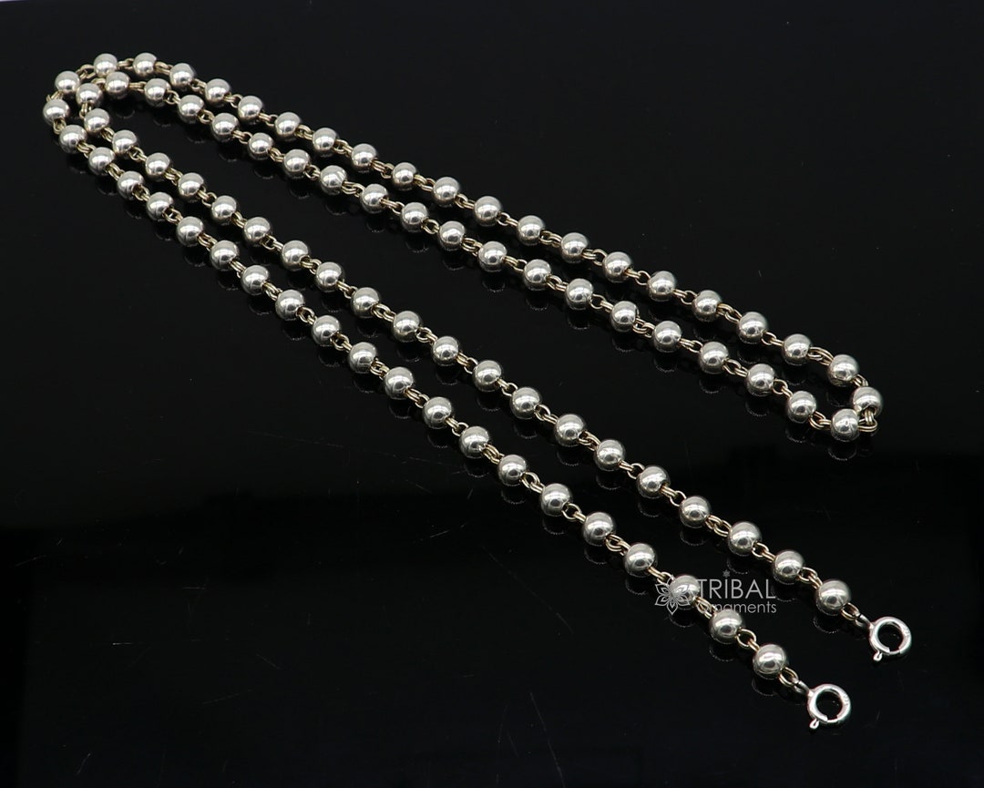 925 Sterling Silver Beaded Chain With Locking System for Necklace of ...