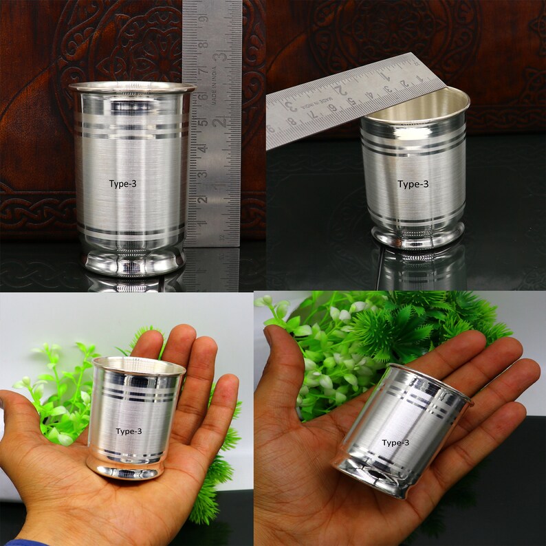 999 Pure Fine Silver Handmade Water Milk Glass Tumbler All - Etsy