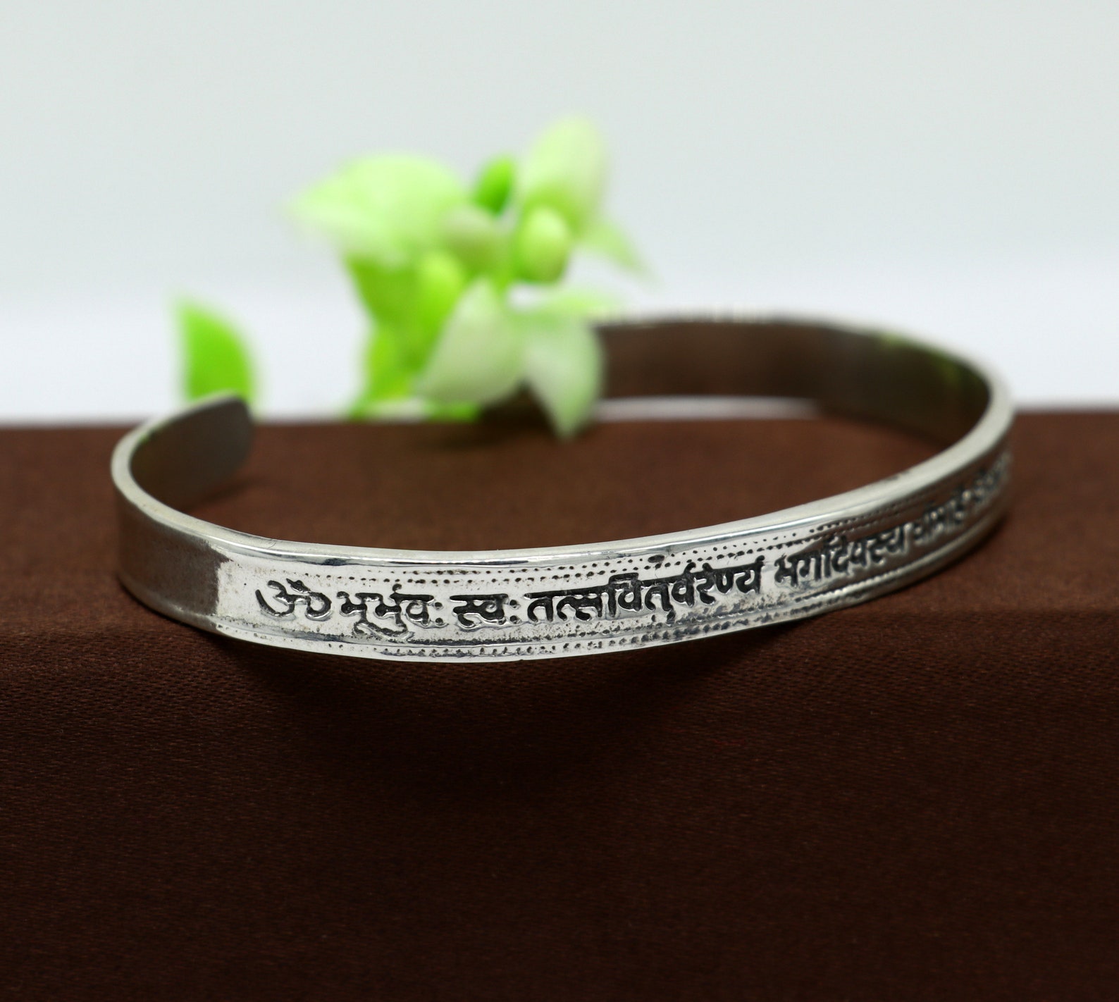 Authentic 925 Sterling Silver Customized Gayatri Mantra Design Cuff ...