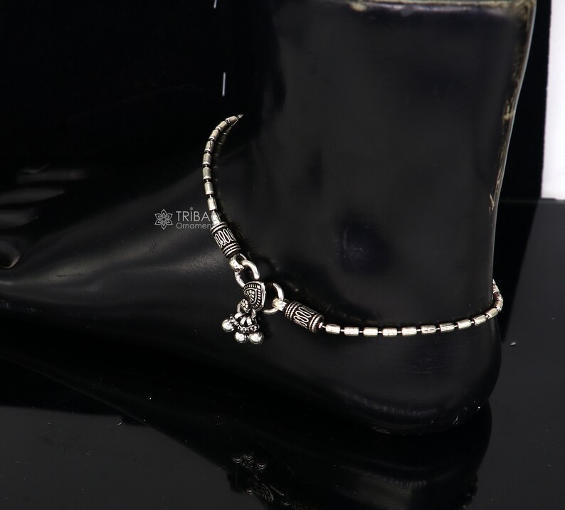 925 Sterling Silver Beaded/ball Chain Anklet Bracelet Amazing Light ...