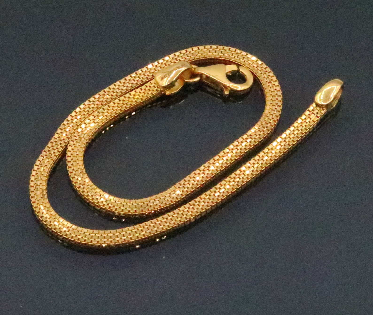 22kt Yellow Gold Handmade Highway Box Chain Solid Bracelet Unisex 91.6% ...