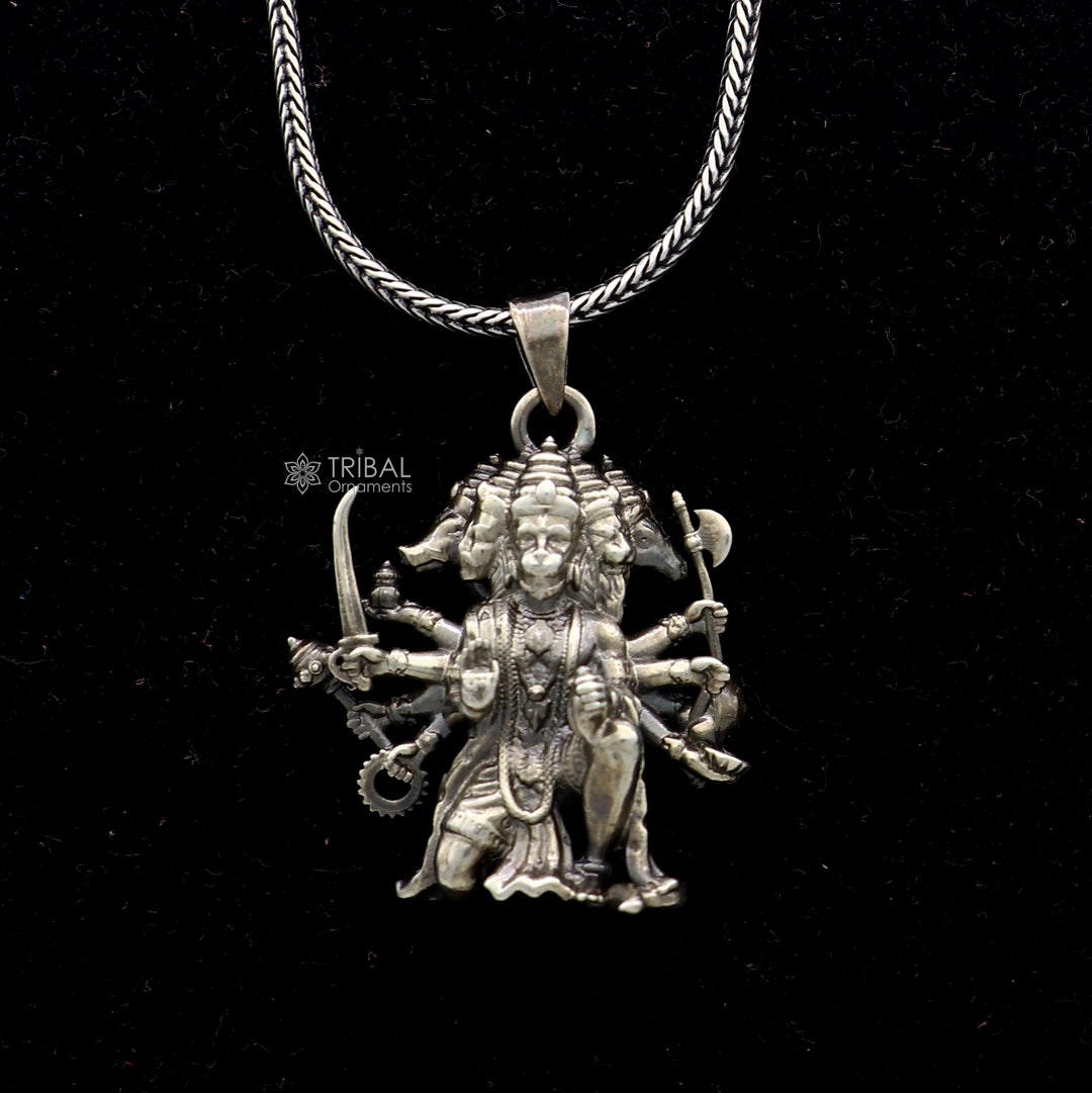 Pure 925 Sterling Silver Handmade Hindu God Lord Panchmukhi Hanuman ...