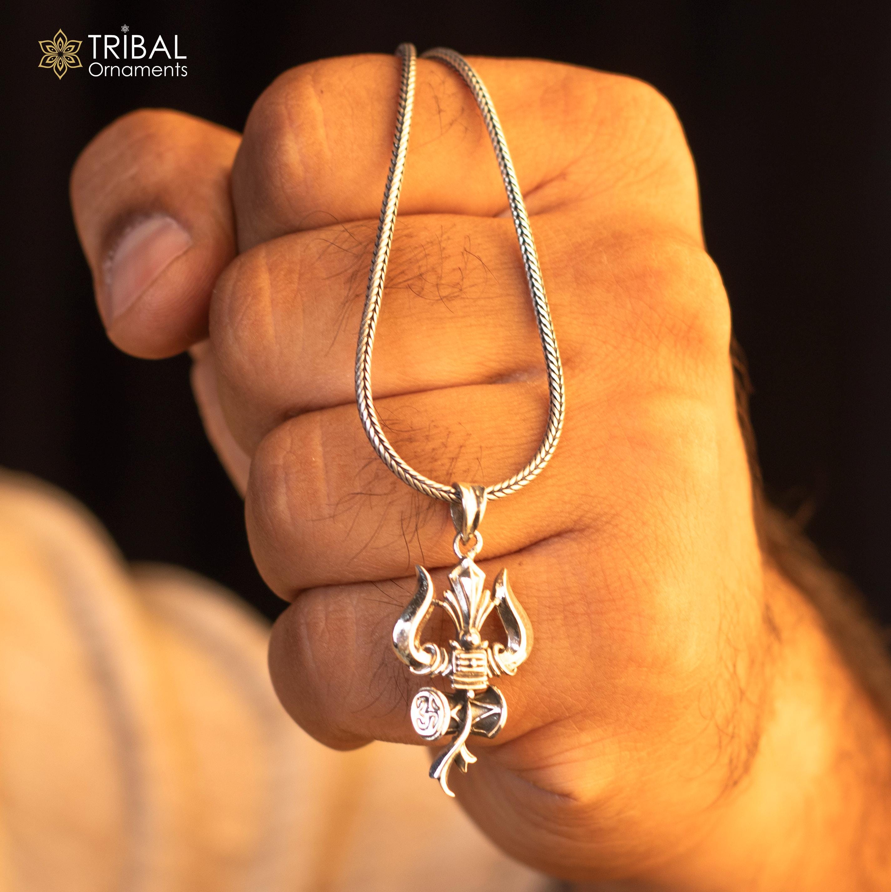 925 Sterling Silver Hindu Idol Lord Shiva Trident Pendant, Amazing ...