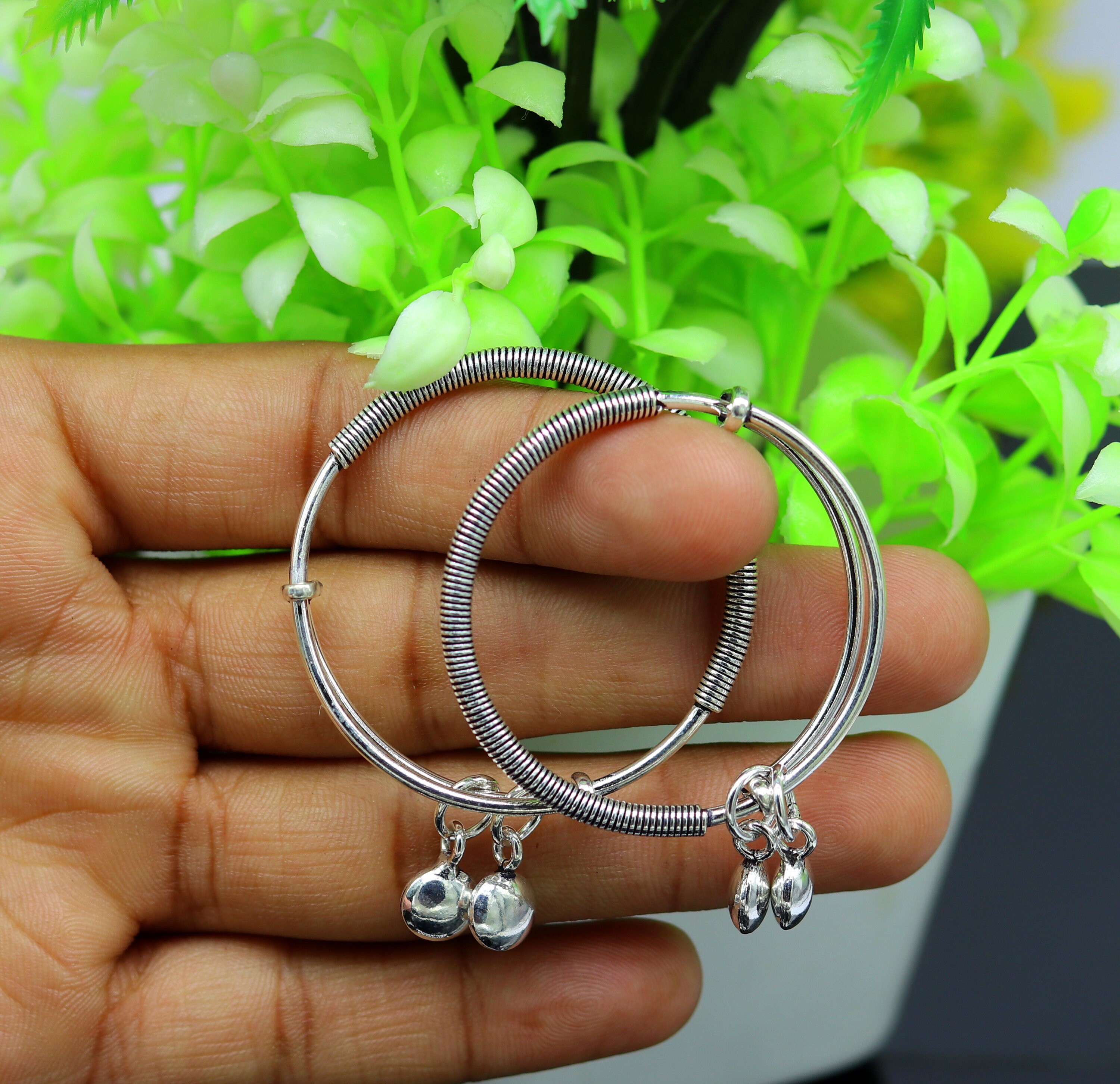925 Sterling Silver Handmade Unique Tribal Style Baby Bangles Bracelet ...