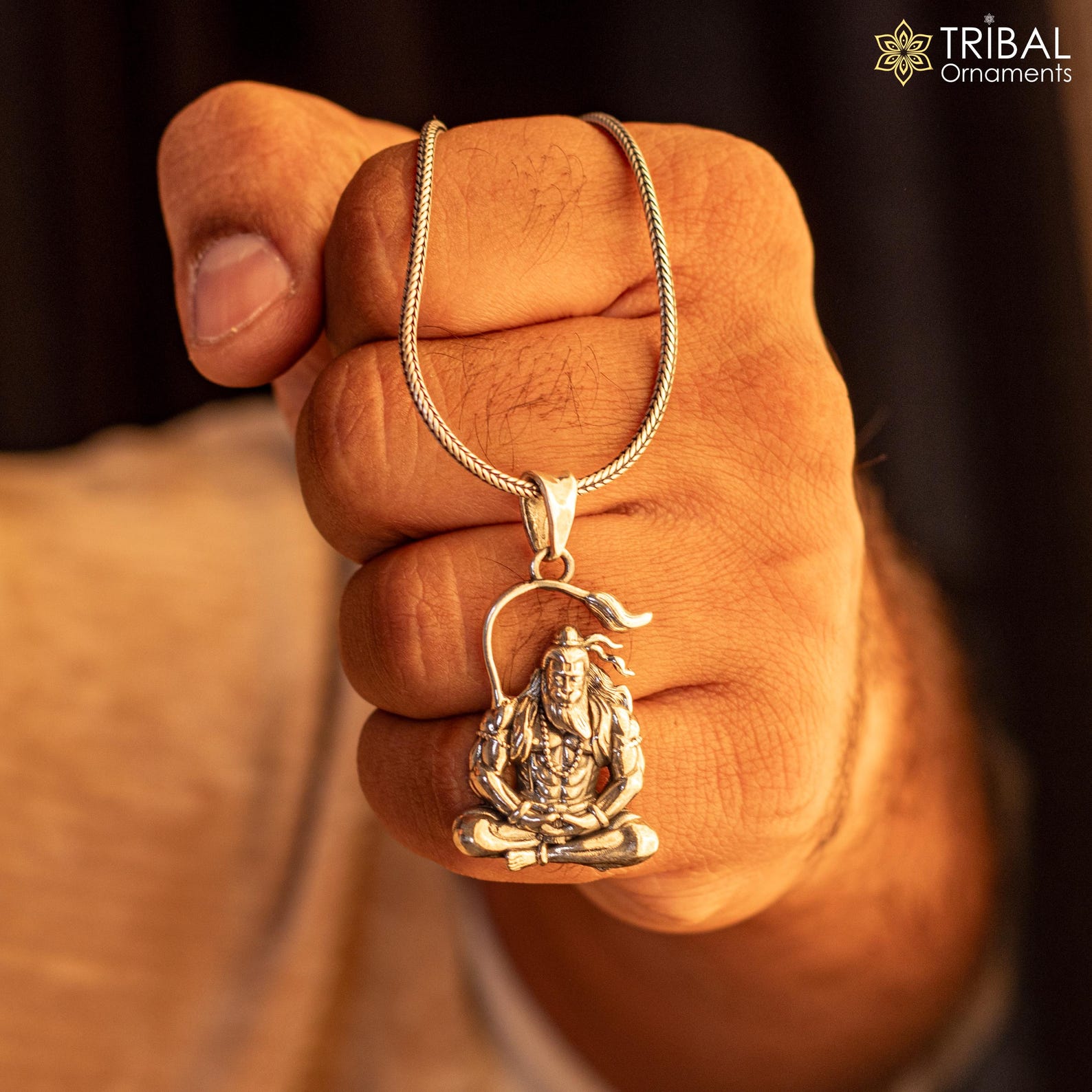 925 Pure Silver Handmade Lord Hanuman Meditation Design Pendant Best ...
