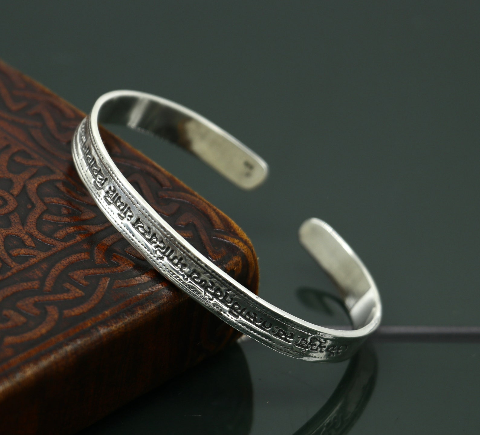 Authentic 925 Sterling Silver Customized Gayatri Mantra Design Cuff ...