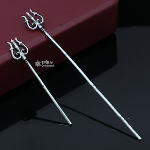 Divine Lord Shiva Trident, Solid 925 Sterling Silver Trishul Puja ...