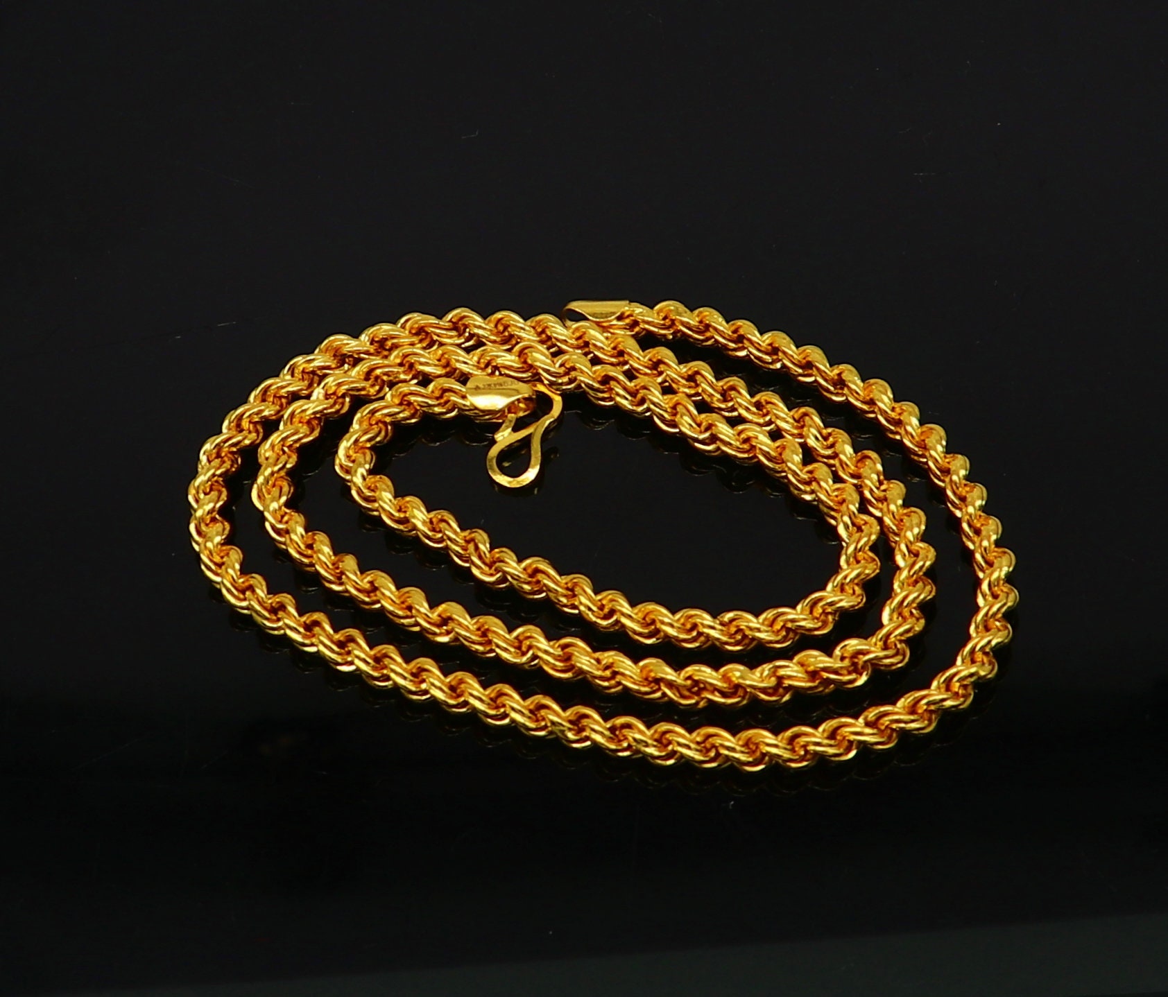 22k yellow gold handmade fabulous rope chain necklace all | Etsy