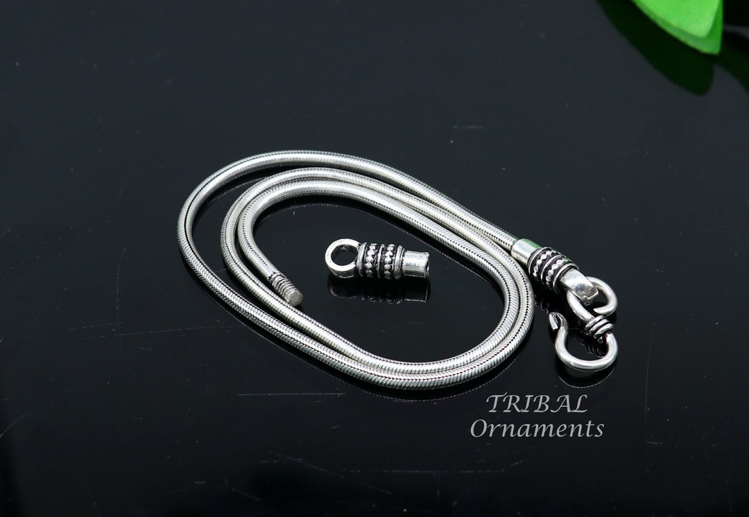 16" to 30" Long Screw Chain 925 Sterling Silver Handmade Snake Chain ...