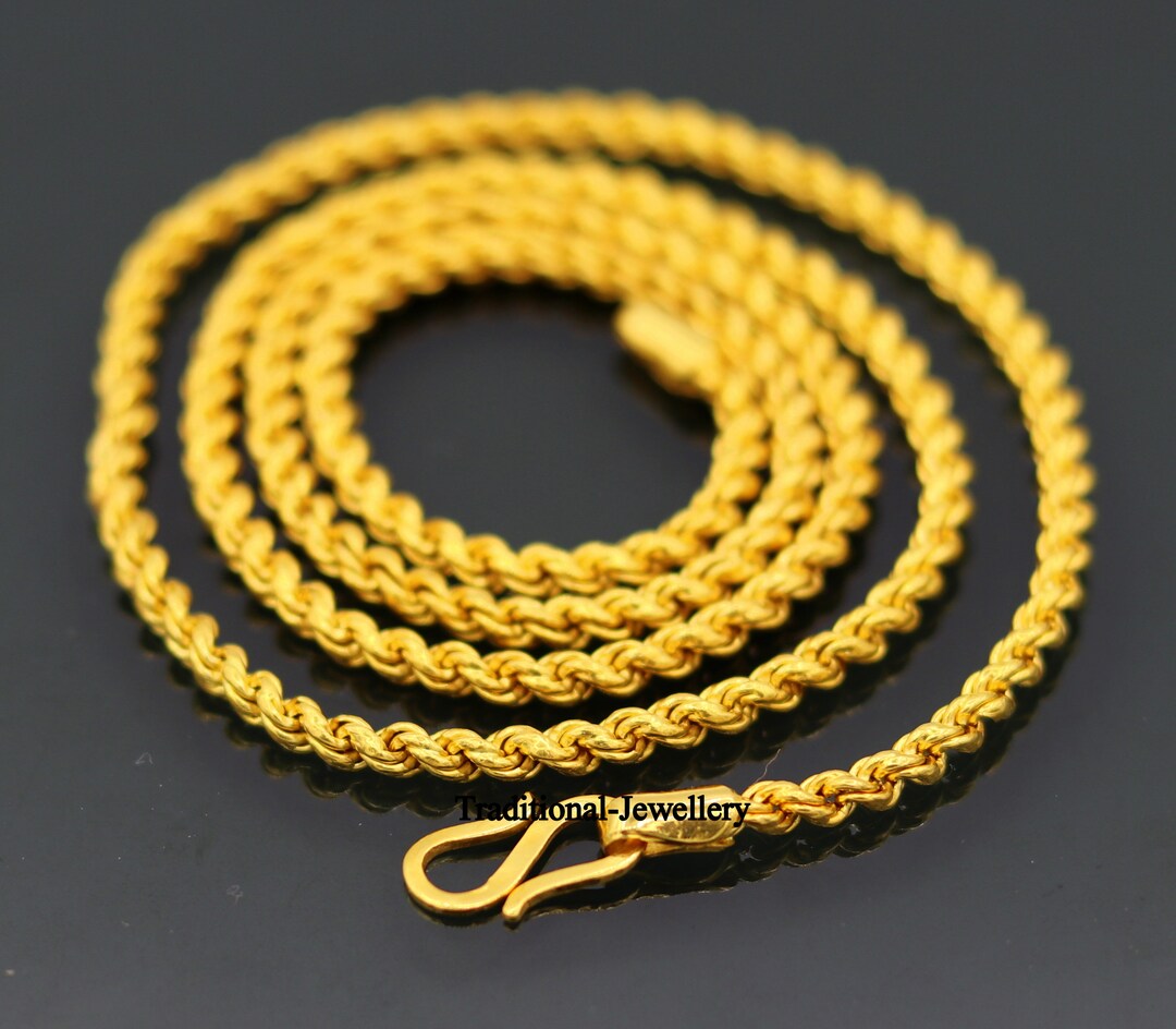 22k Yellow Gold Handmade Fabulous Rope Chain Necklace All Sezes Long ...